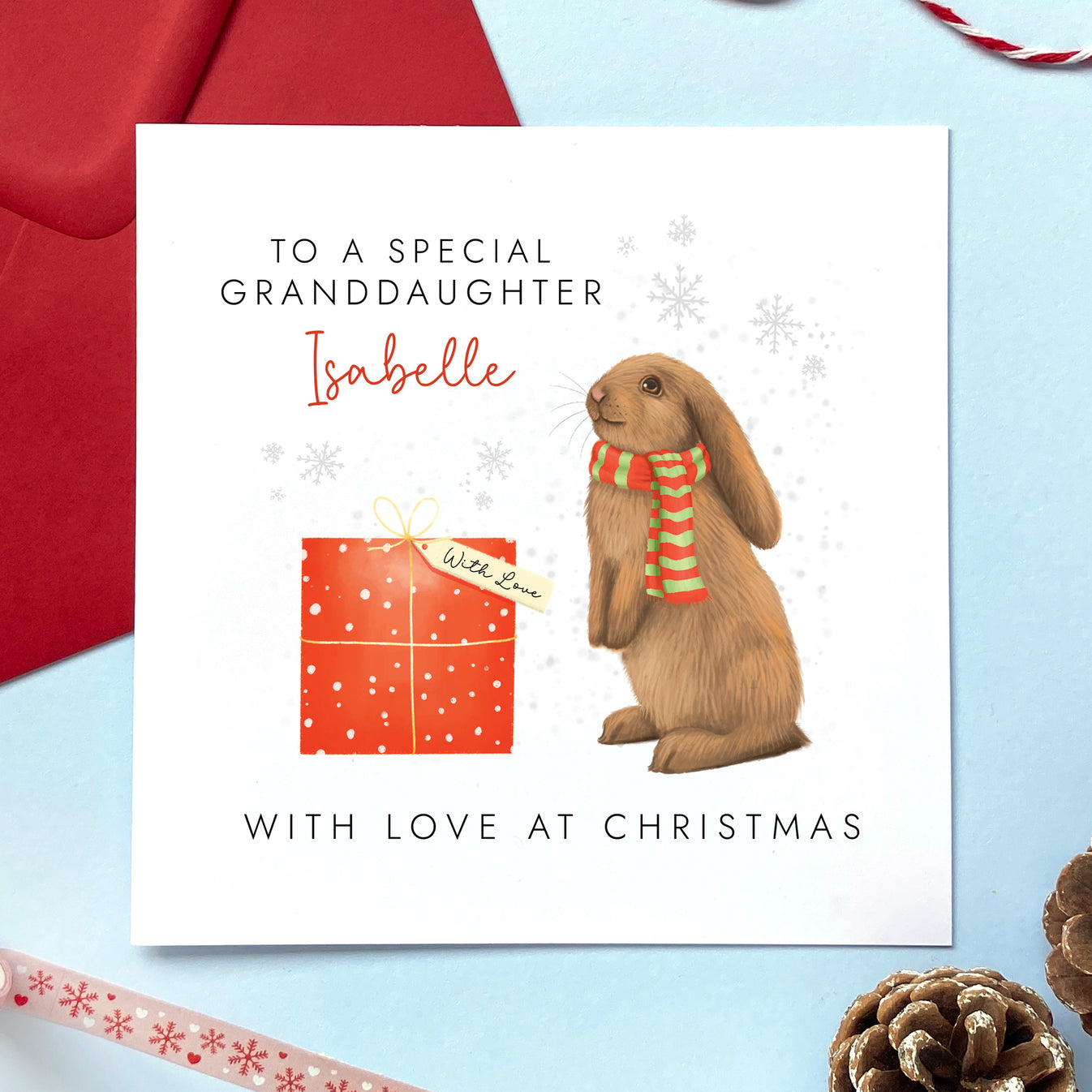 Bunny Christmas Card for Girl | Lilac Kitten Designs