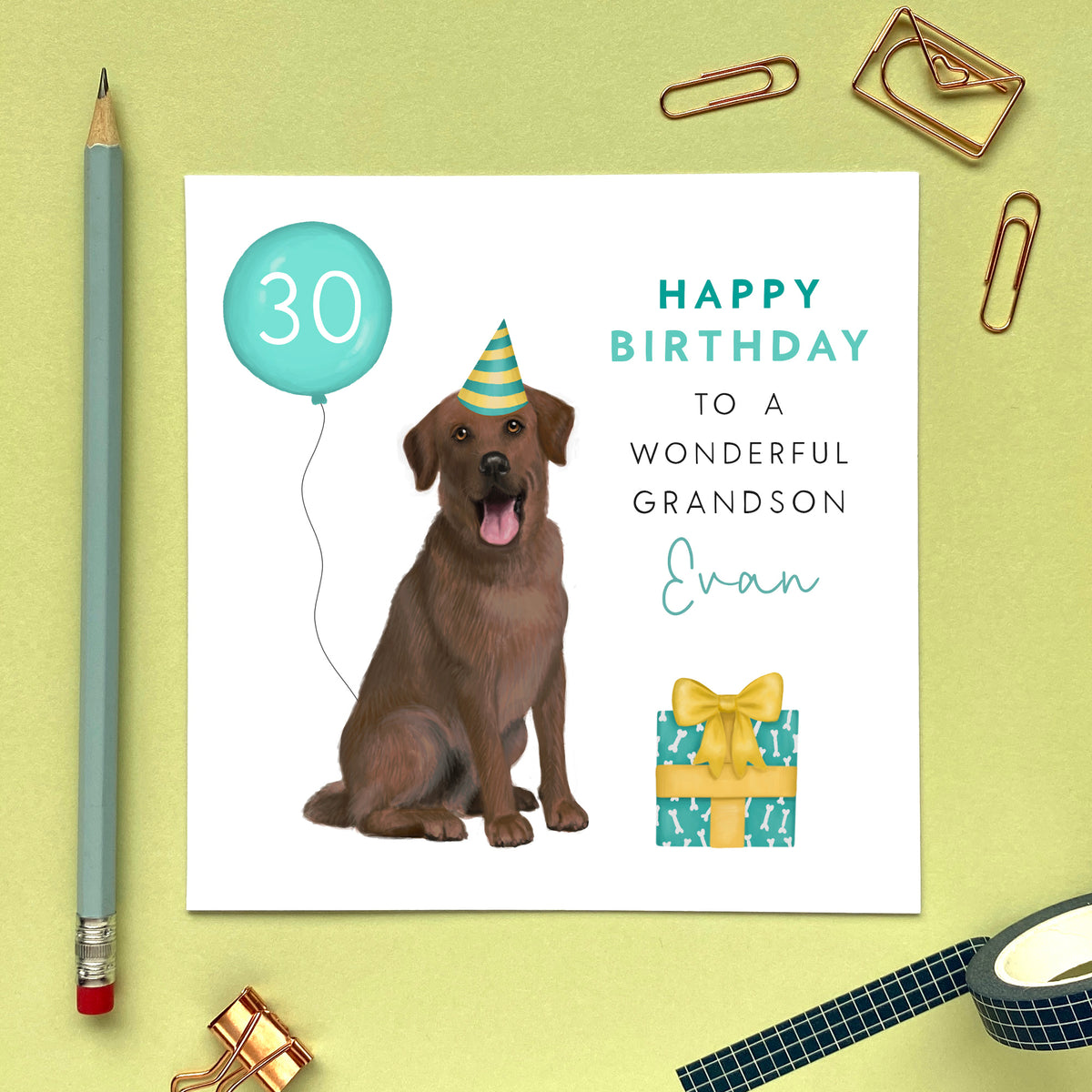 Personalised Chocolate Labrador Birthday Card | Lilac Kitten Designs