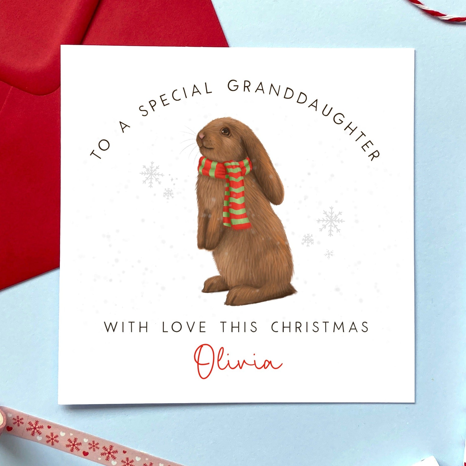 Personalised Cute Rabbit Christmas Card | Lilac Kitten Designs