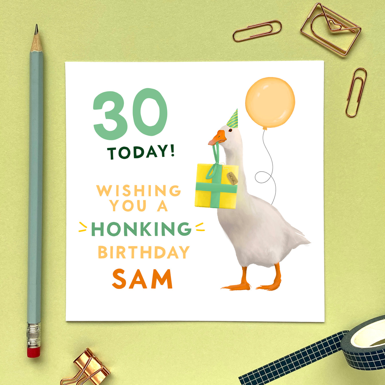 Personalised Goose Birthday Card | Lilac Kitten Designs