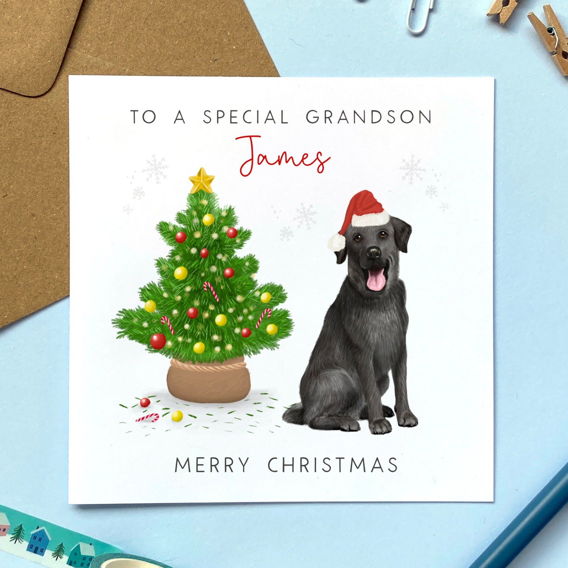 Personalised Black Labrador Christmas Card | Lilac Kitten Designs